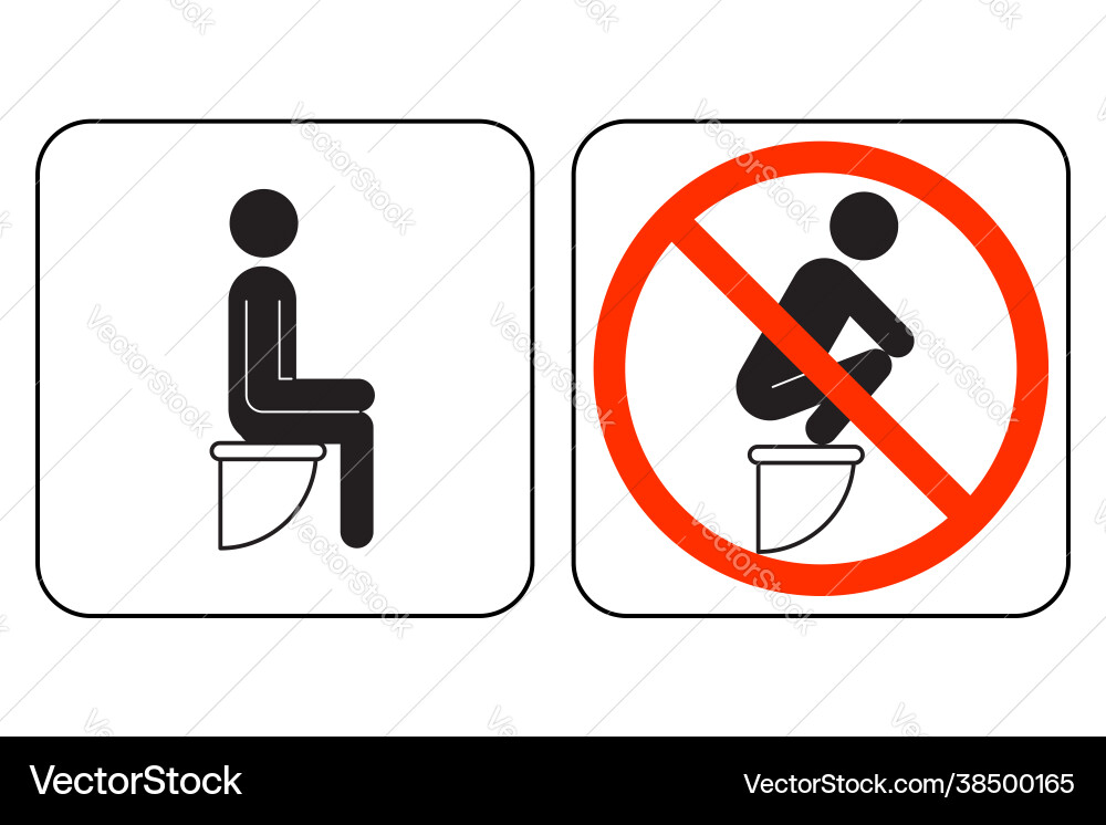 Do and dont step on toilet seat sign Royalty Free Vector