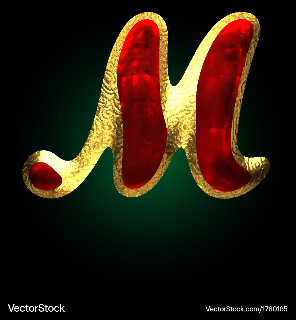 Golden and red letter m Royalty Free Vector Image