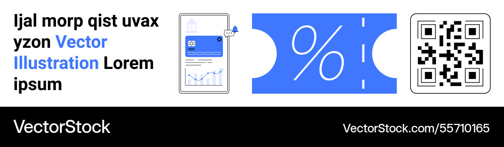 Mobile discount app with qr code and percentage Vector Image