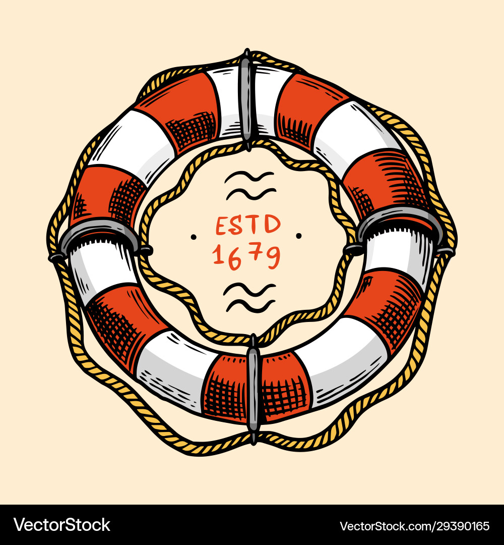 Nautical Ring Buoy - Lifesaving Royalty Free Vector Image