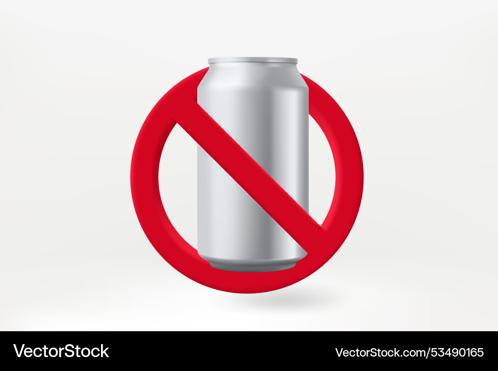 No drink concept with crossed metal can 3d Vector Image