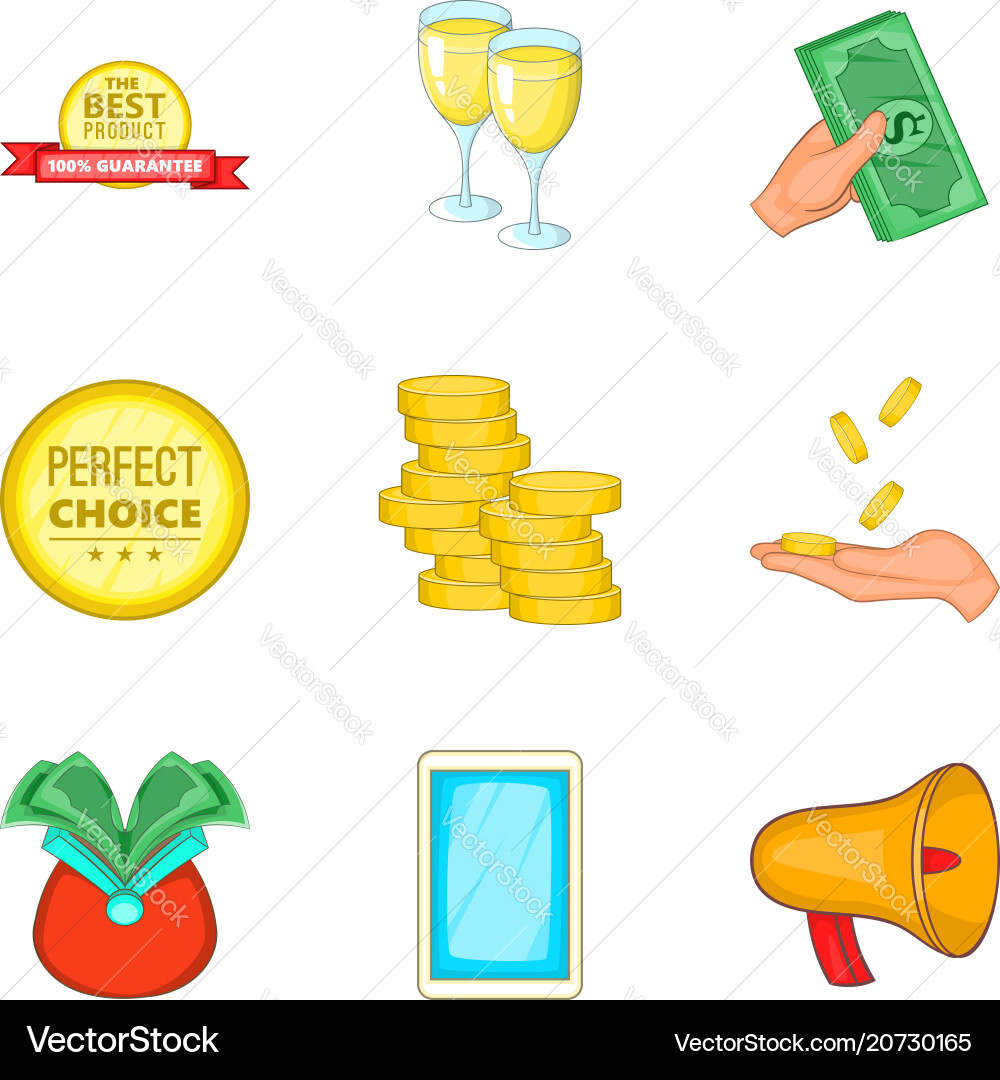 Prosperity icons set cartoon style Royalty Free Vector Image