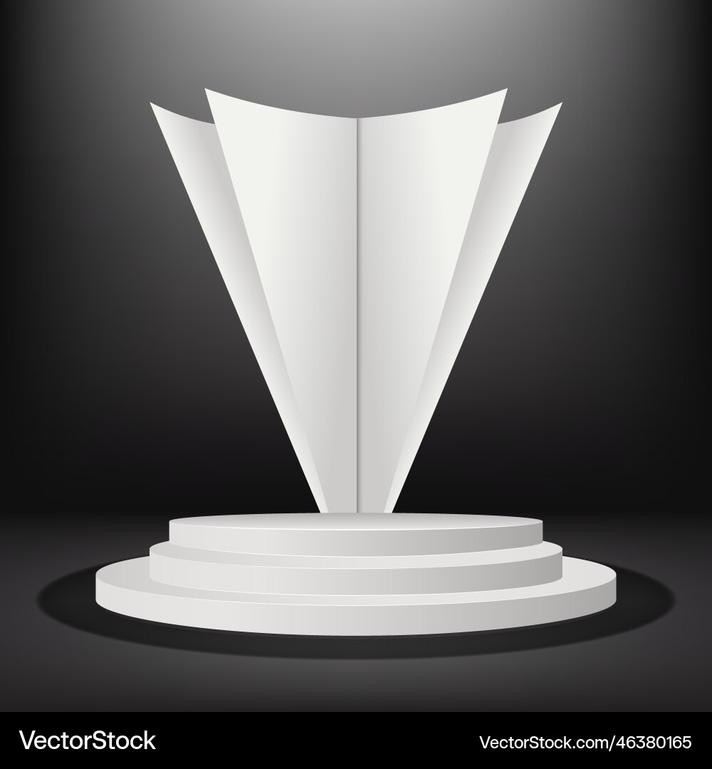 Realistic round white stage on a dark Royalty Free Vector