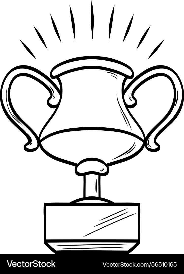 Trophy cup outline drawing Royalty Free Vector Image
