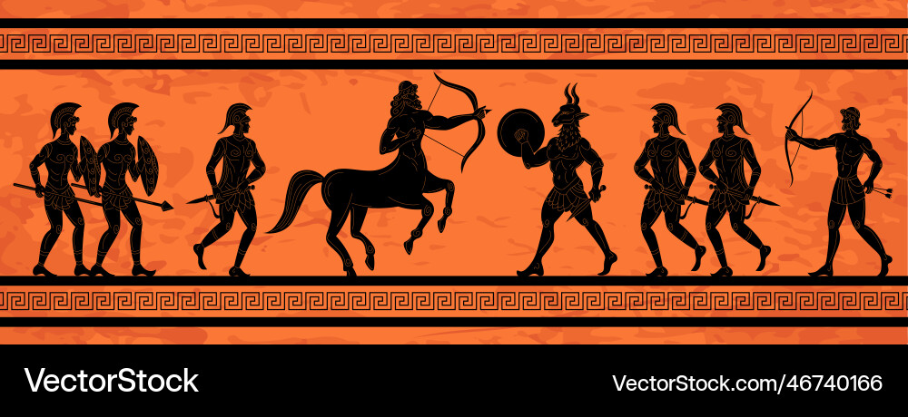 Ancient greek mythology history war mural greece Vector Image