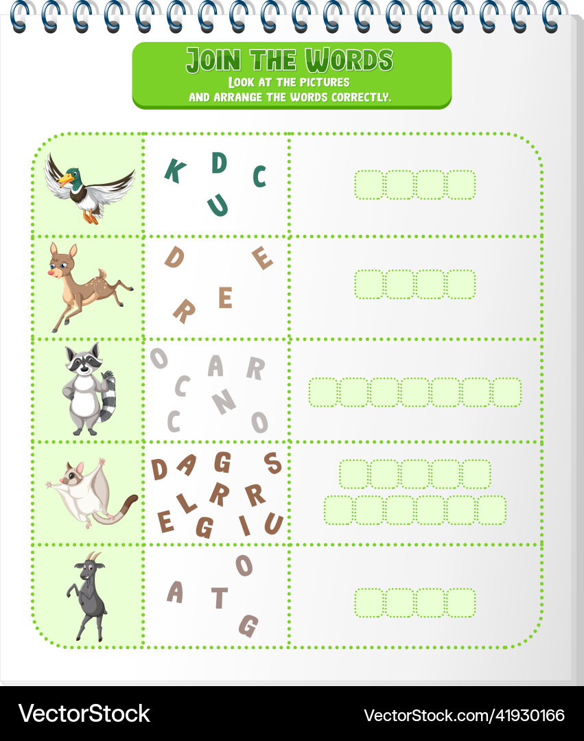 Arrange the letters in order with pictures Vector Image