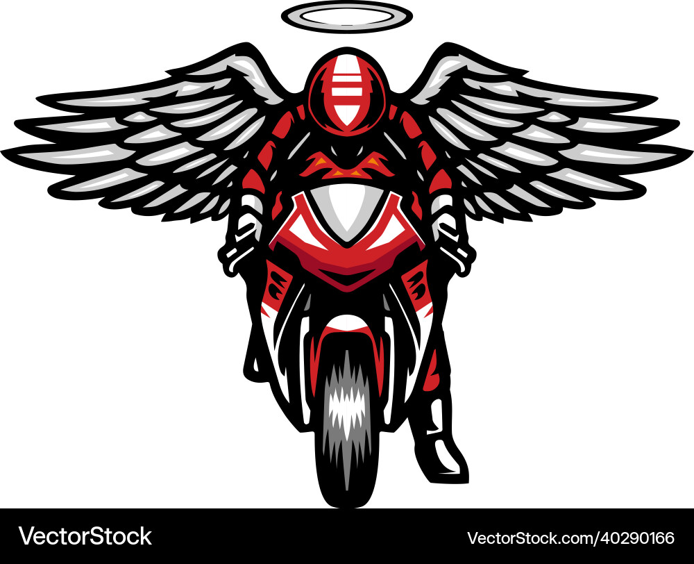 Biker with motorcycle and wings Royalty Free Vector Image