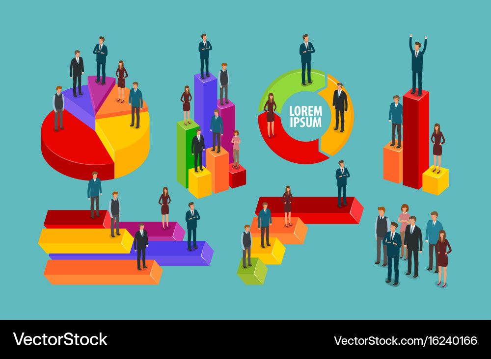 Business infographic chart graph people Royalty Free Vector
