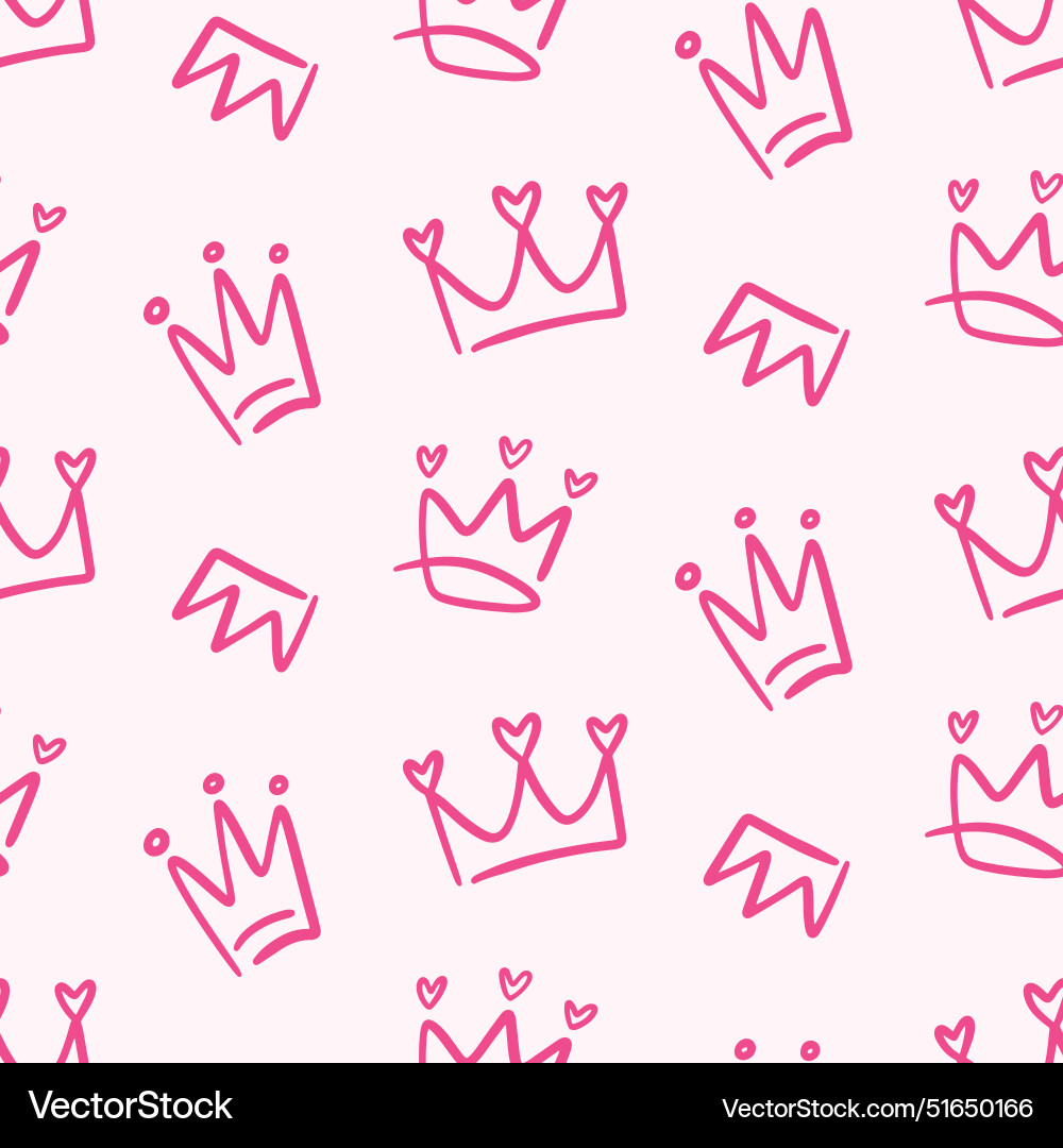 Cute hand drawn crowns doodles seamless pattern Vector Image