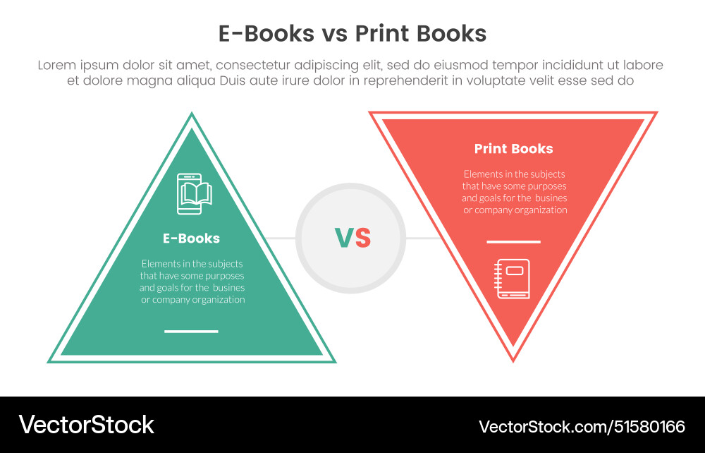 Ebook vs physical book comparison concept Vector Image