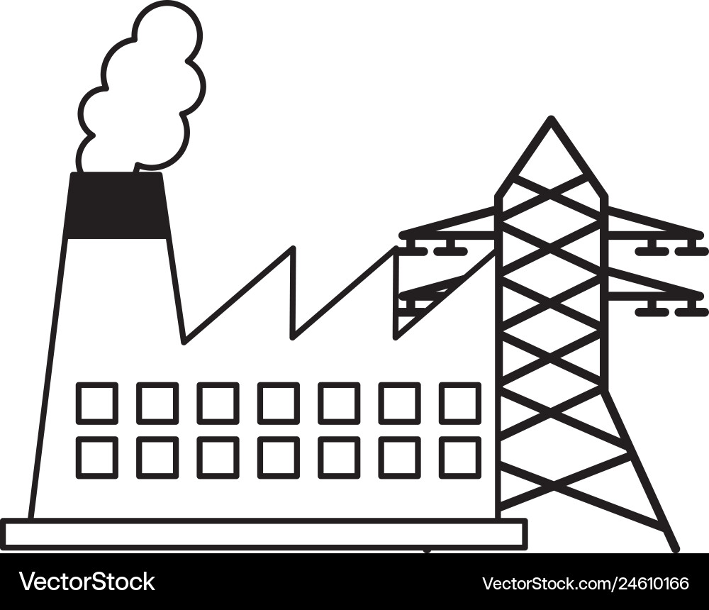 Factory and tower electricity energy renewable Vector Image