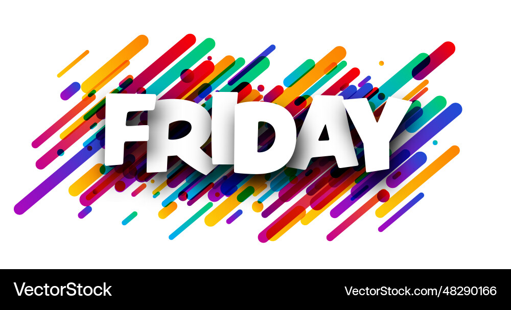 Friday word over colorful brush strokes background