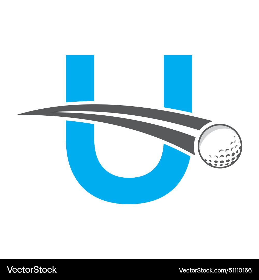 Golf logo on letter u concept with moving Vector Image
