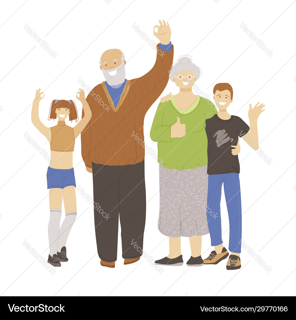 Happy different generation family with older Vector Image
