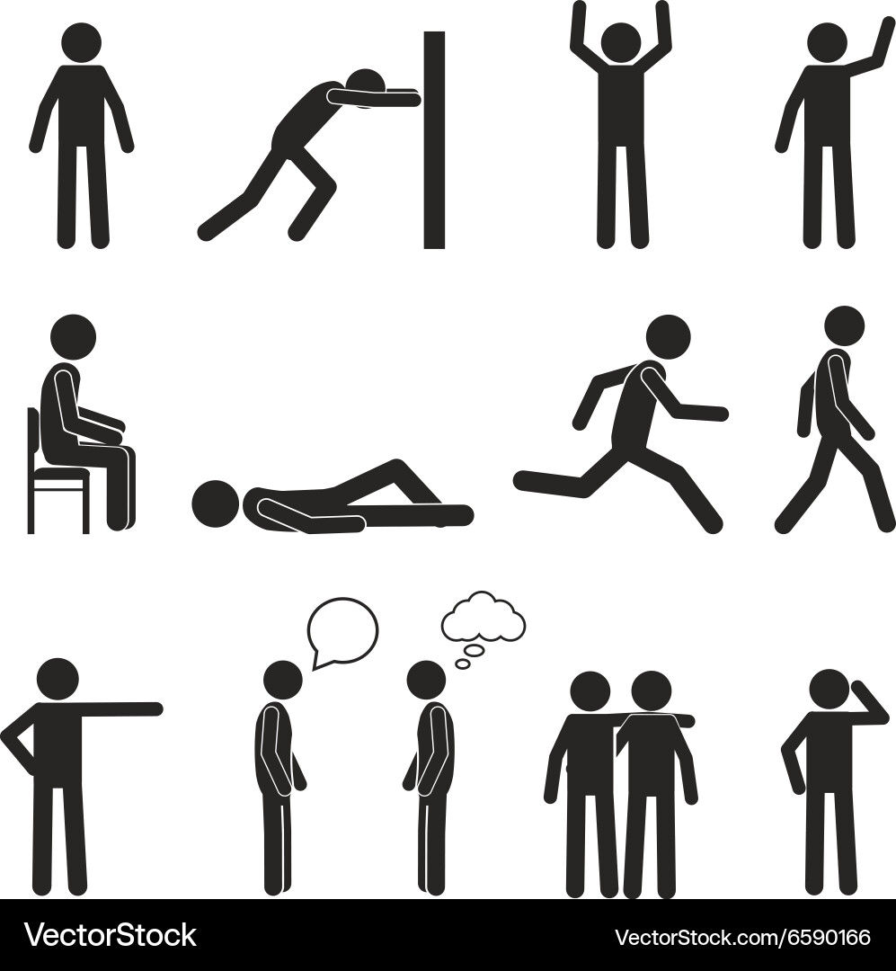 Human Posture Icons - Action Poses Royalty Free Vector Image