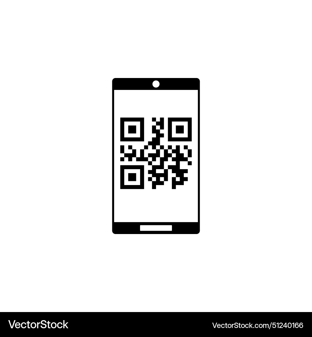Mobile smartphone qr code flat icon Royalty Free Vector