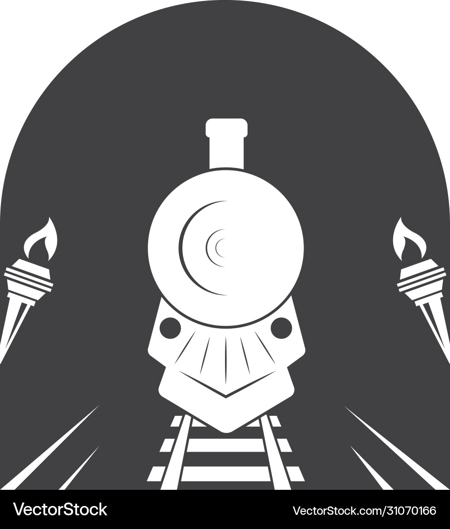 Old train coming out tunnel design Royalty Free Vector Image