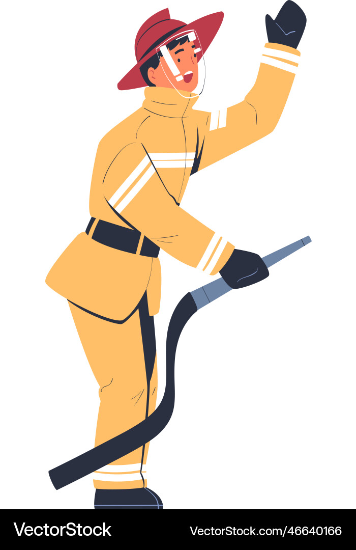Professional firefighter using hose fireman Vector Image
