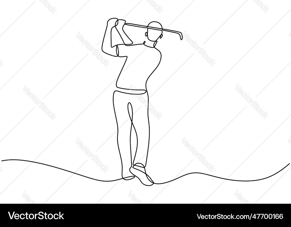 Sport of golf player continuous one line drawing Vector Image