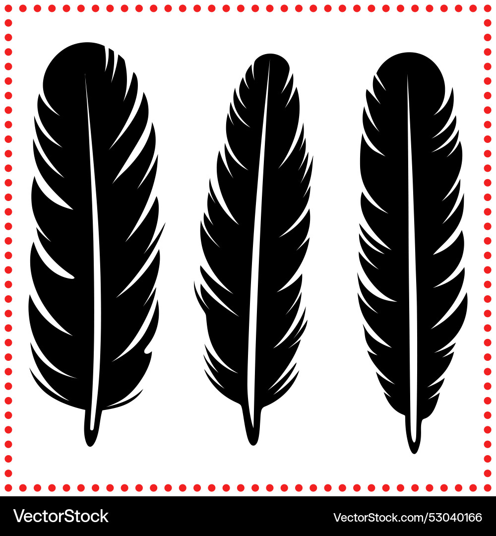 Stylized feather silhouette set for artistic Vector Image