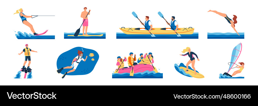 Water sport set Royalty Free Vector Image - VectorStock