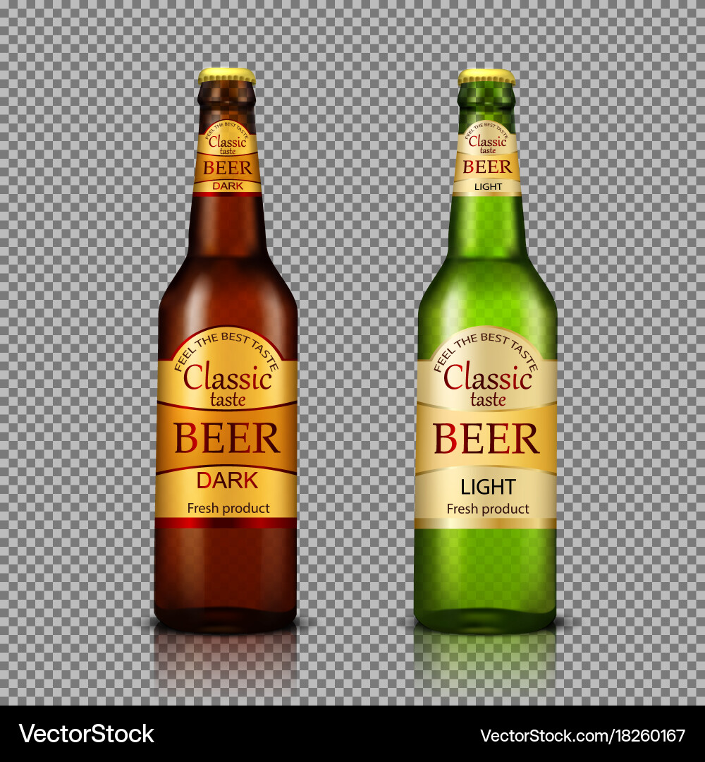 Branded bottles of beer realistic Royalty Free Vector Image