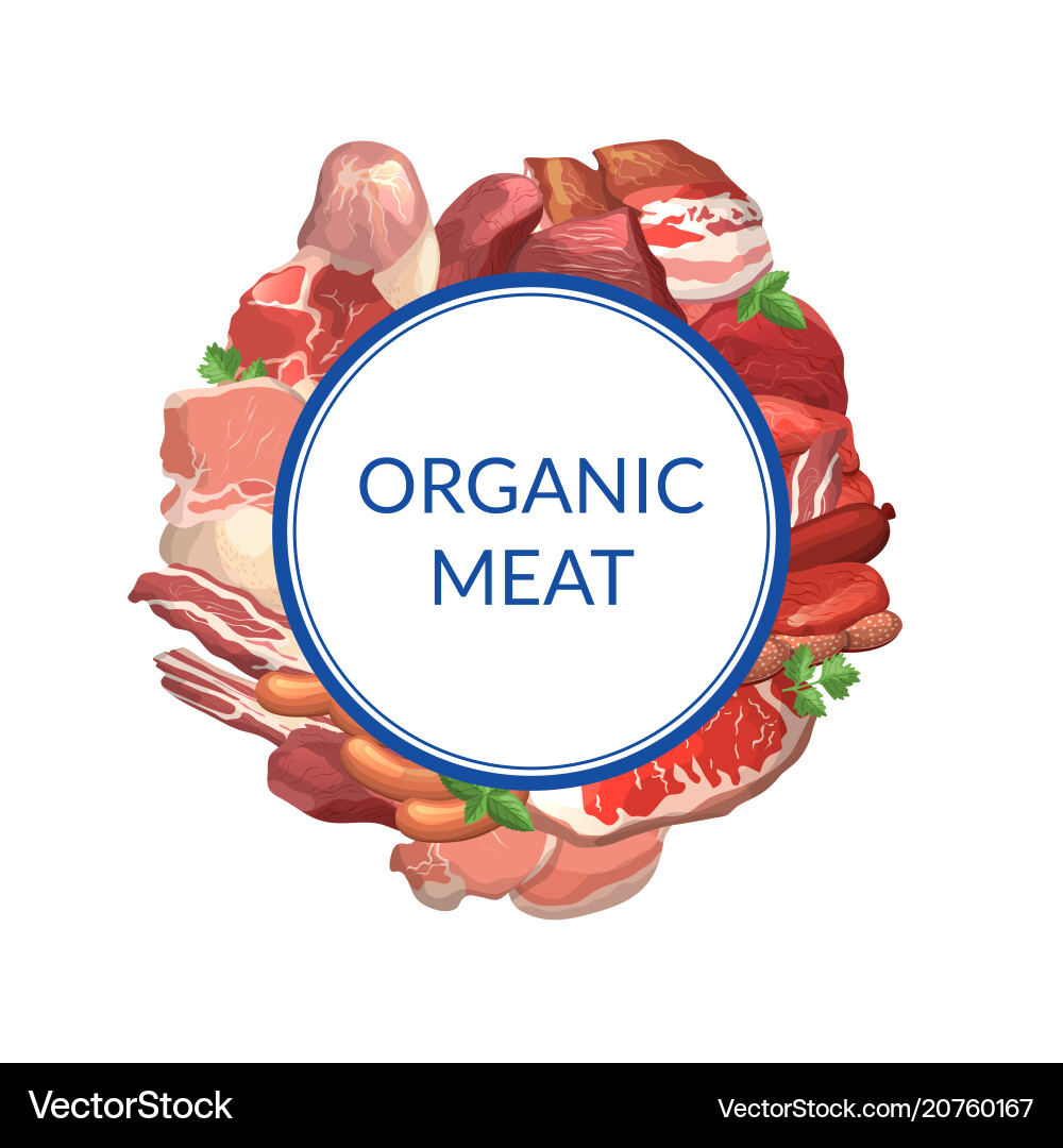 Cartoon meat elements under circle Royalty Free Vector Image