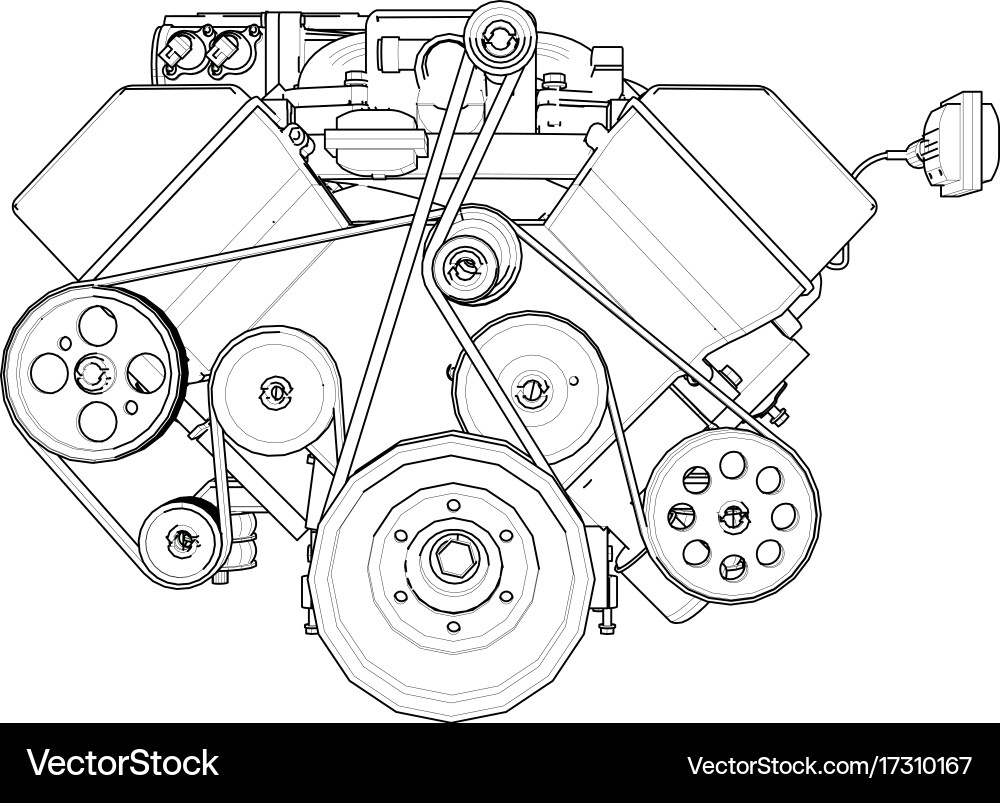 Detailed Car Engine Illustration Royalty Free Vector Image