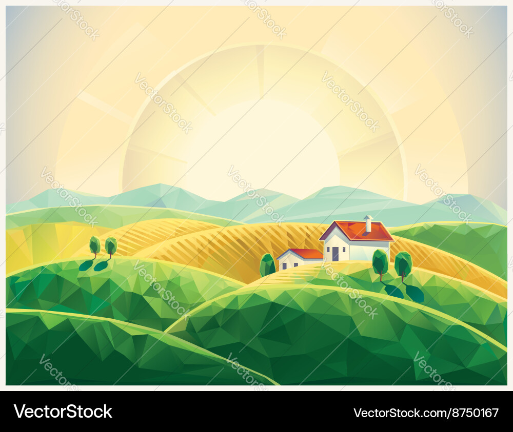 Farming landscape Royalty Free Vector Image - VectorStock