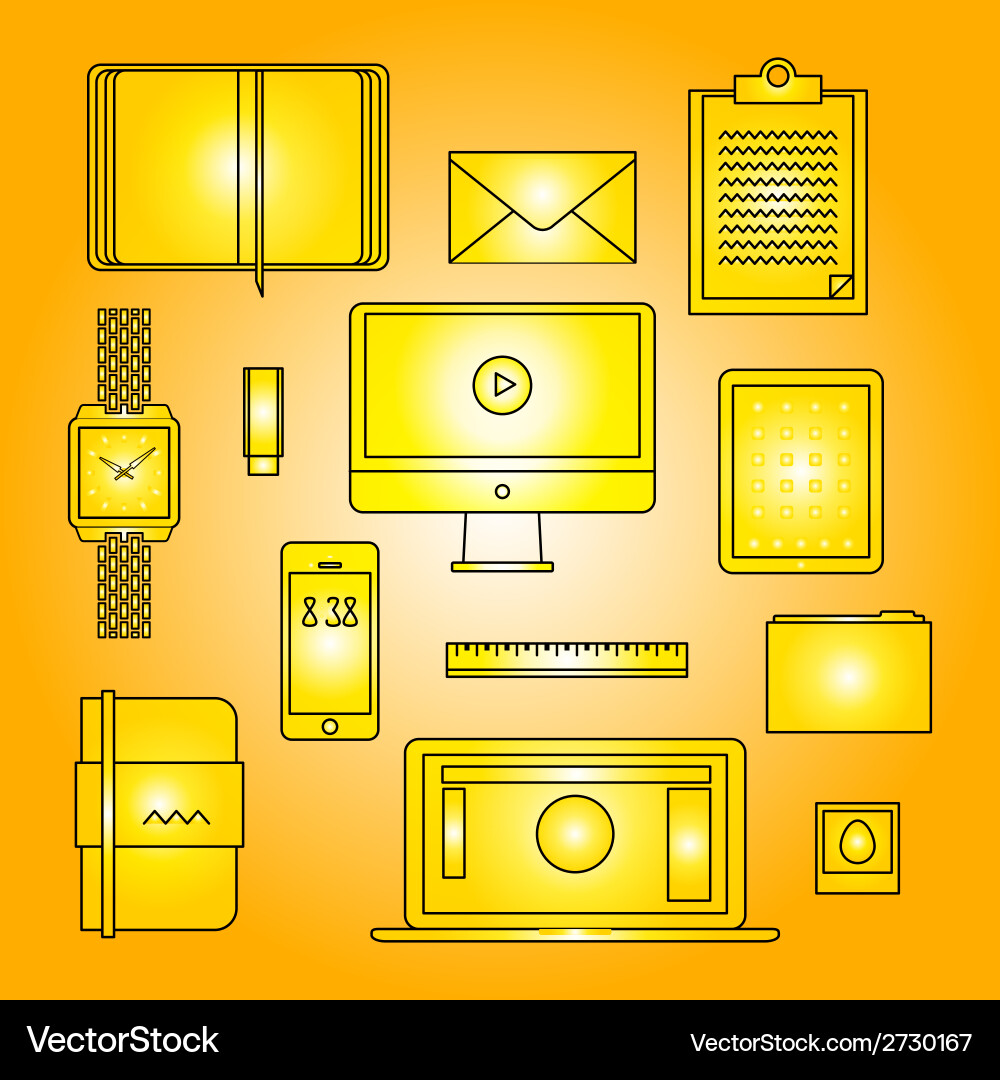 Flat design thin line icons set Royalty Free Vector Image