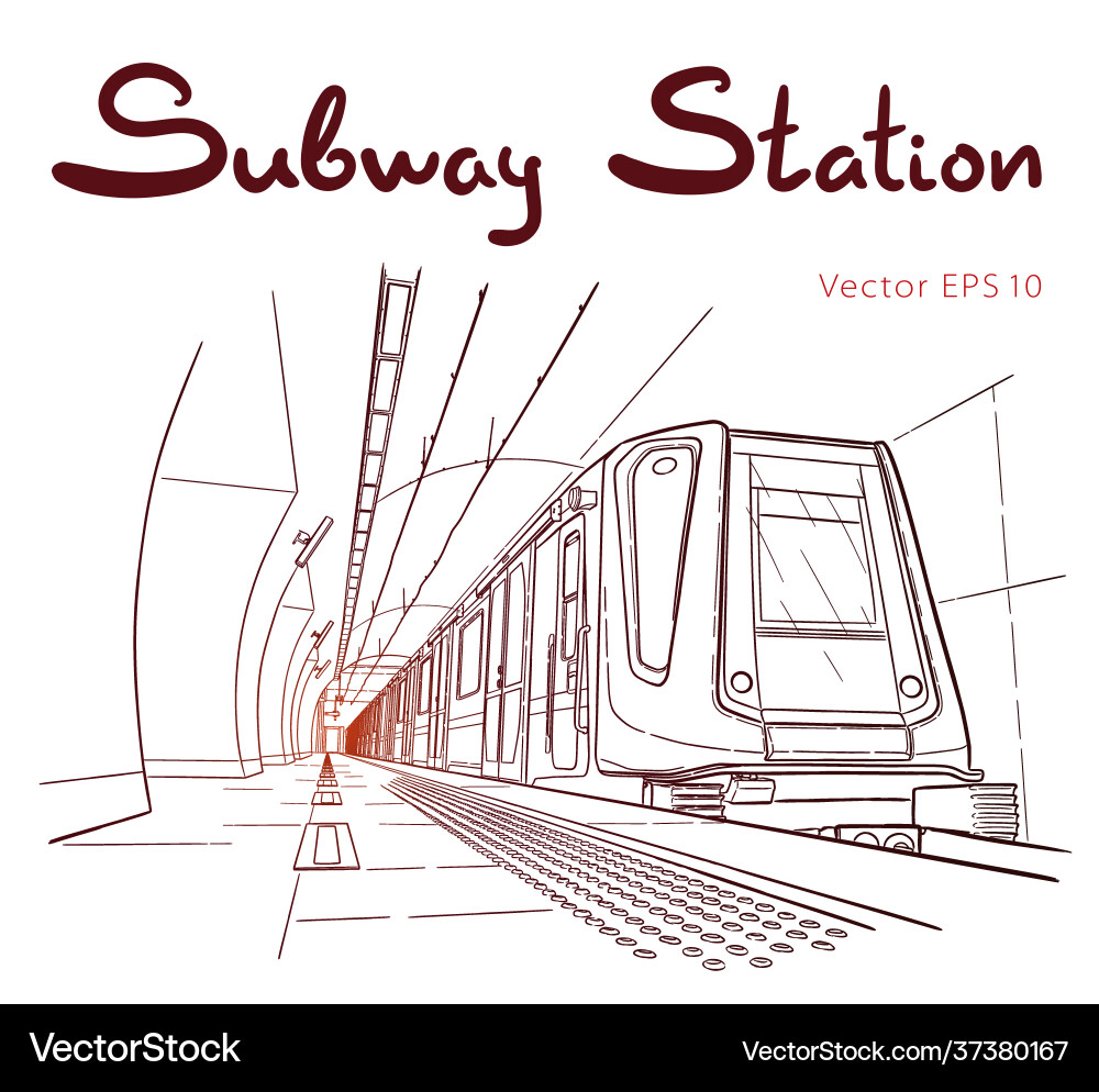 Hand drawn sketch subway station Royalty Free Vector Image