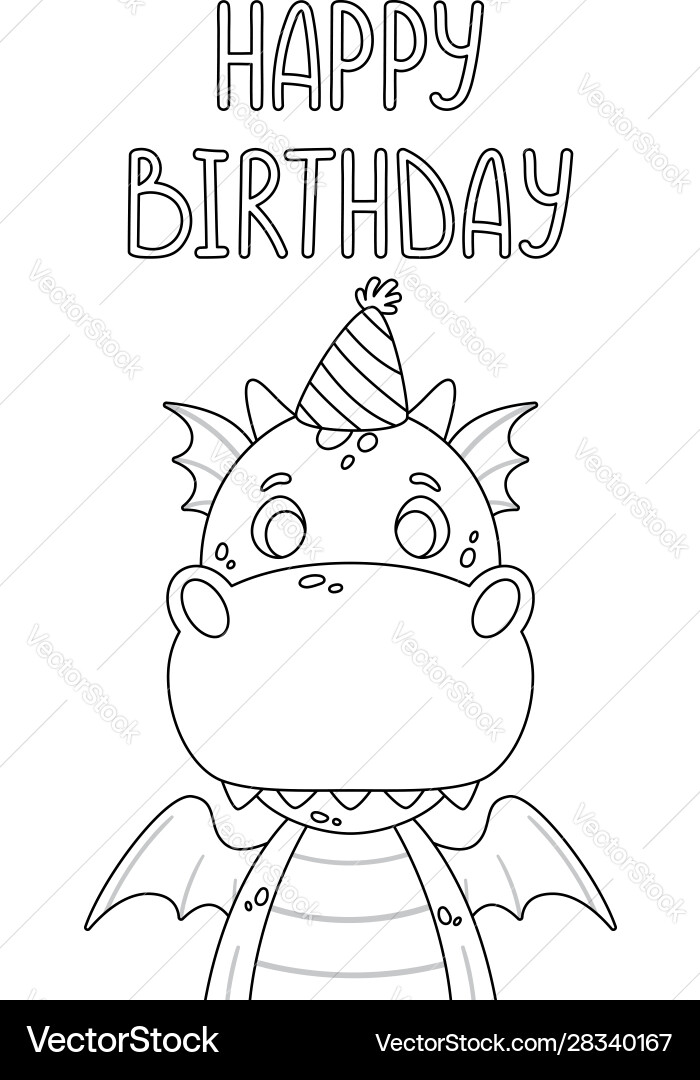 Happy birthday greeting card outline Royalty Free Vector