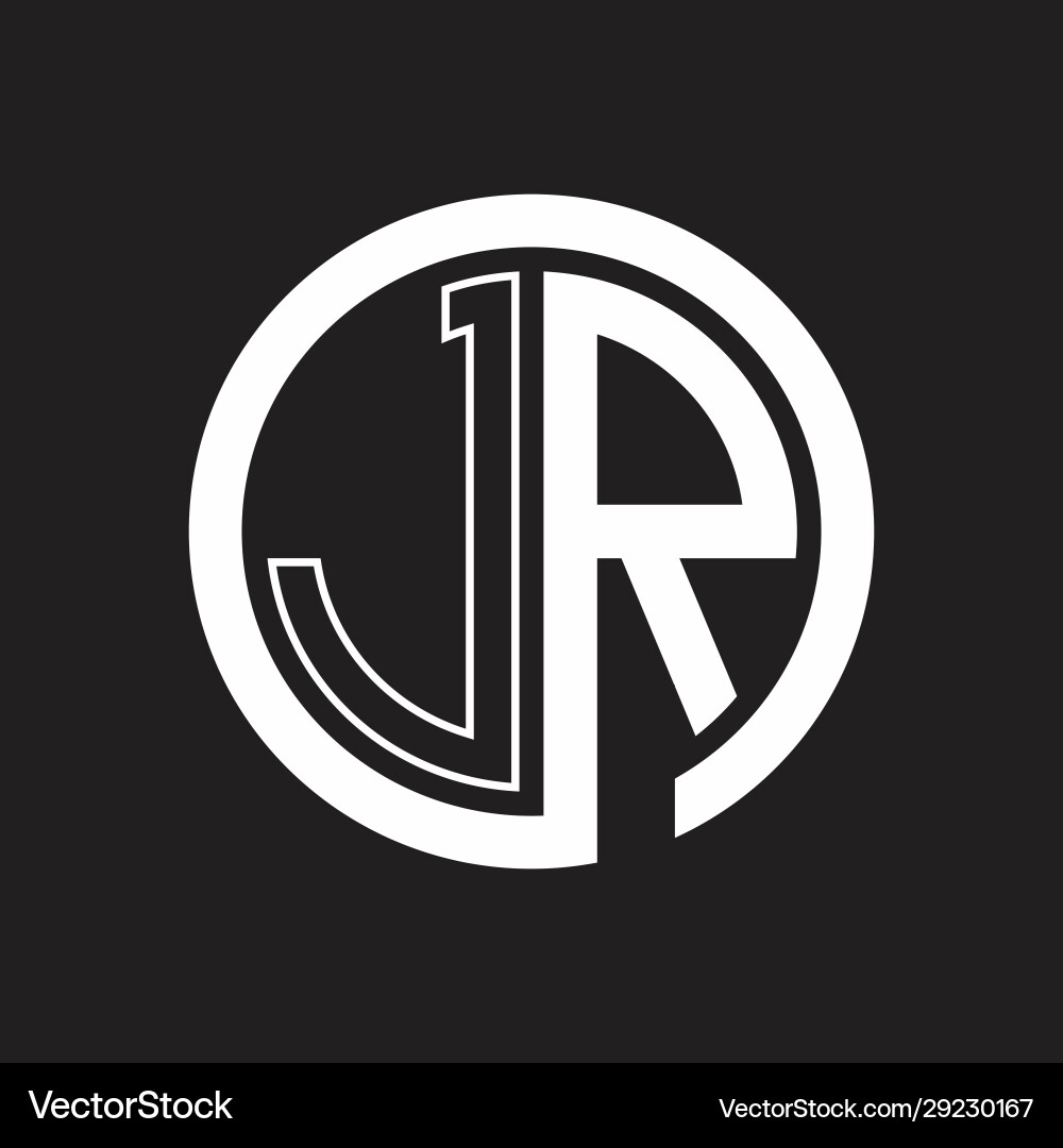 Jr logo with circle rounded negative space design Vector Image