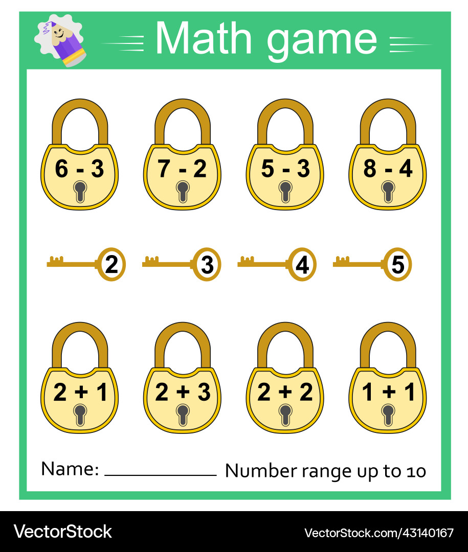 Math activity for kid developing numeracy skills Vector Image