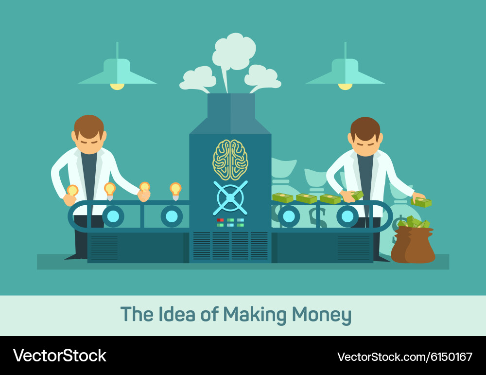 Money factory creative machine flat Royalty Free Vector