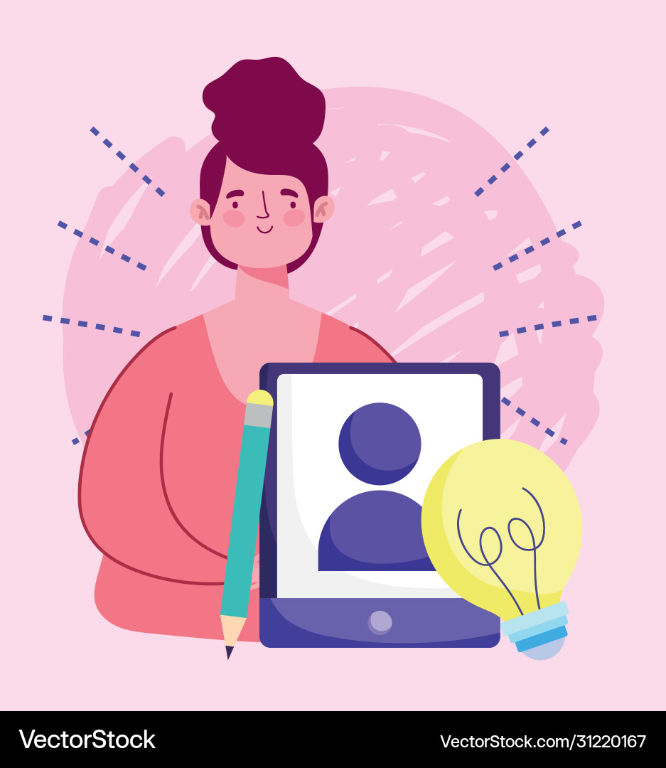 Online education teacher smartphone connection Vector Image