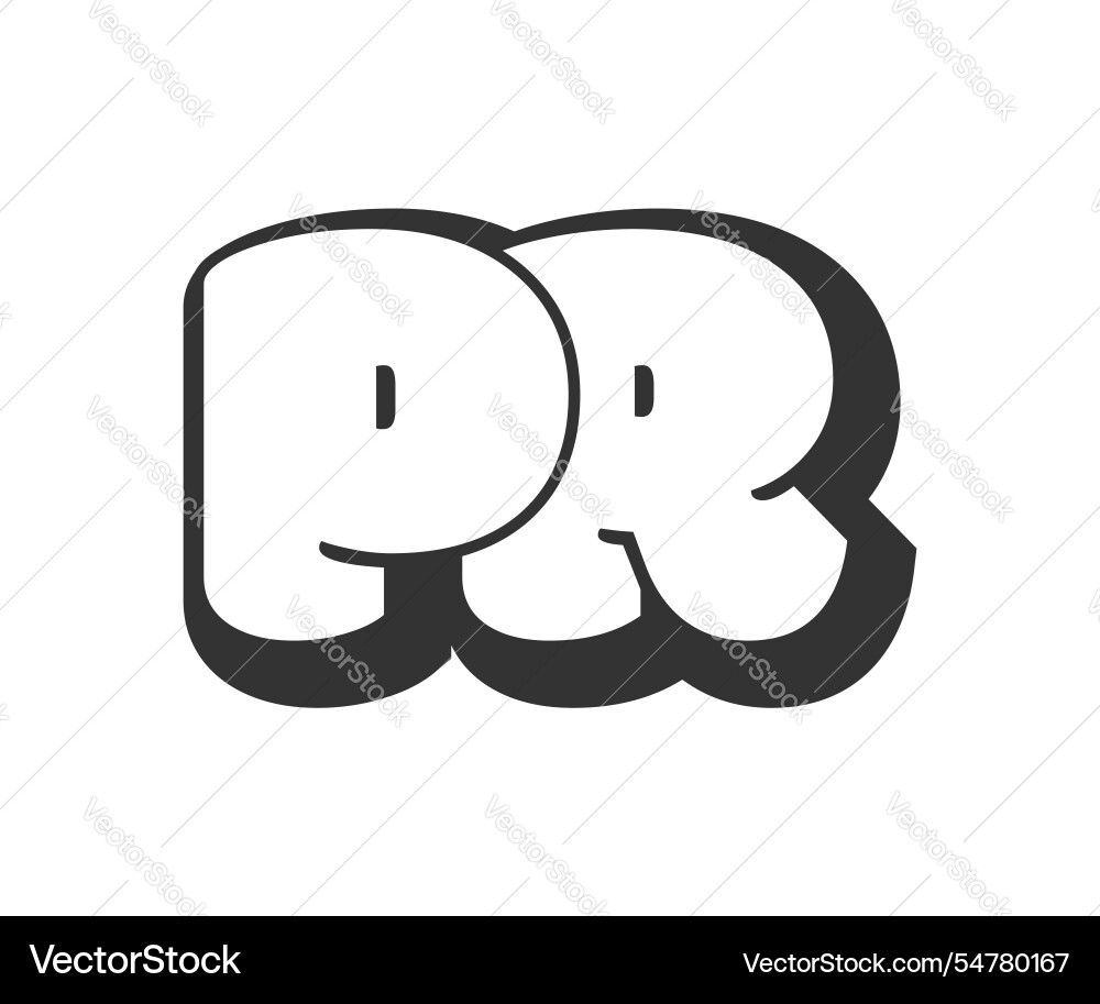 Pr logo bubble comic lettering rounded Royalty Free Vector