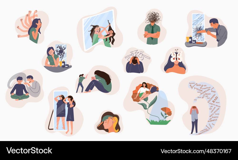 Self criticism set Royalty Free Vector Image - VectorStock