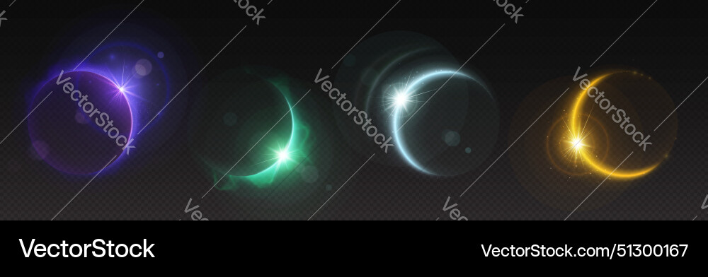 Solar eclipse light flare moon or sun ring effect Vector Image