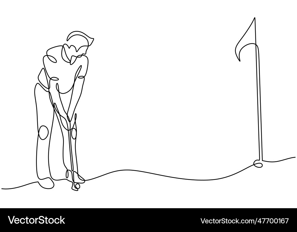 Sport of golf player continuous one line drawing Vector Image