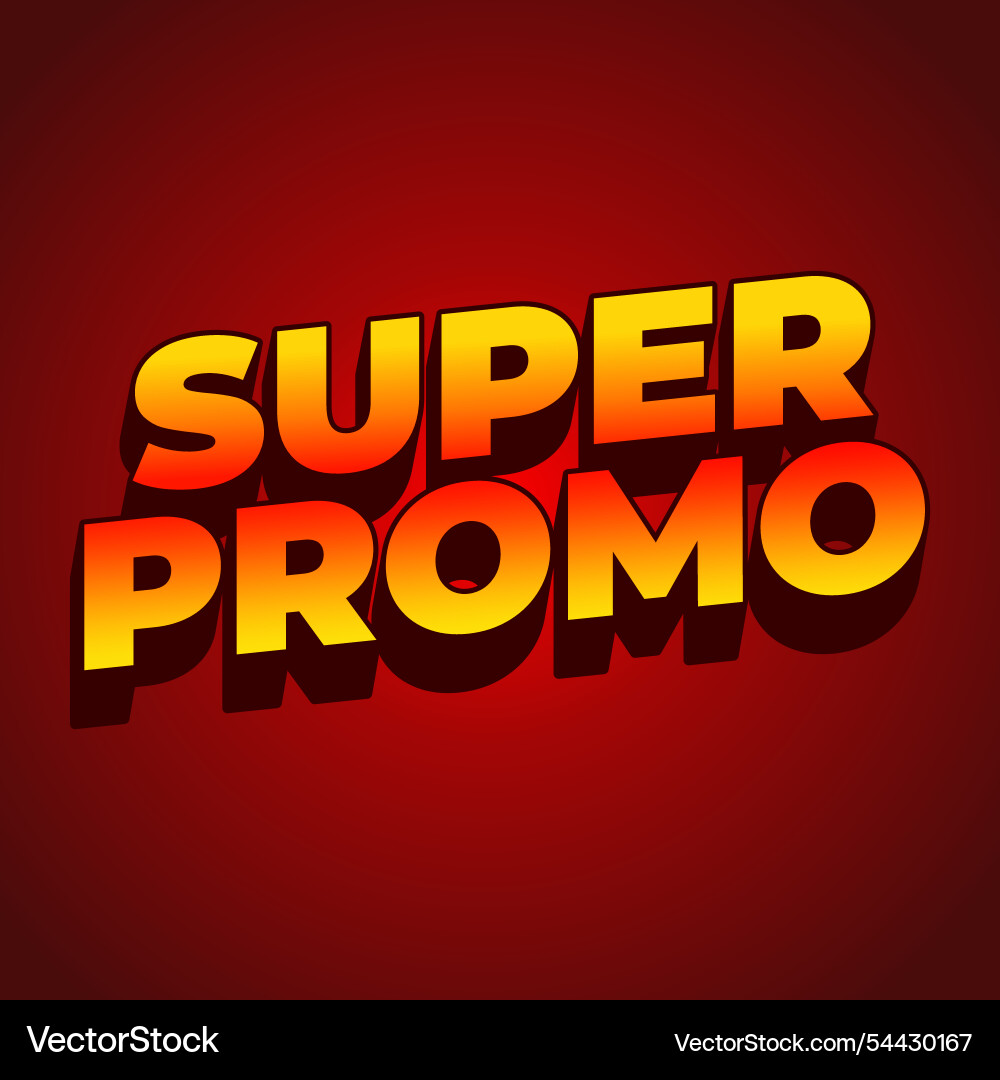 Super promo text effect in square size with bold Vector Image