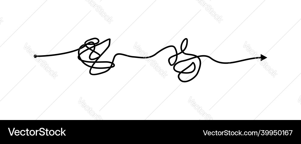Tangled line complex knot rests in straight Vector Image