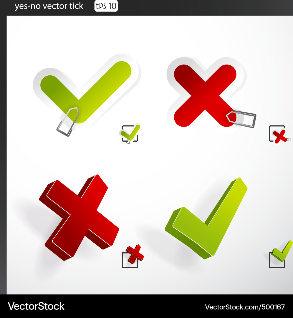 Yes No Ticks - Checkmark & Cross Icons Vector Image