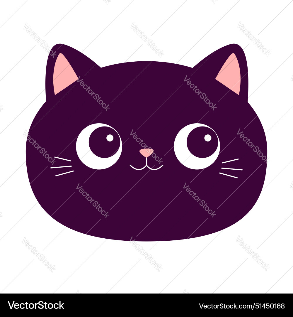 Black cat kitten round icon smiling face head Vector Image