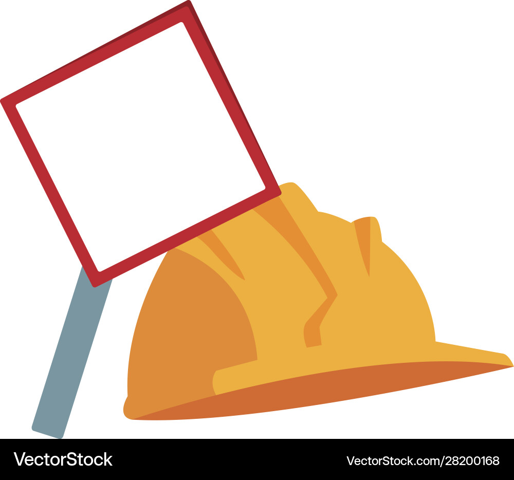 Blank warning sign and safety helmet icon Vector Image