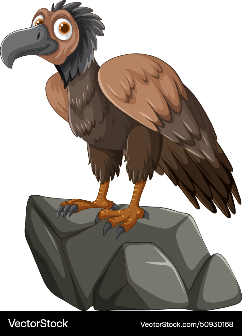 Cartoon vulture standing on a stone Royalty Free Vector