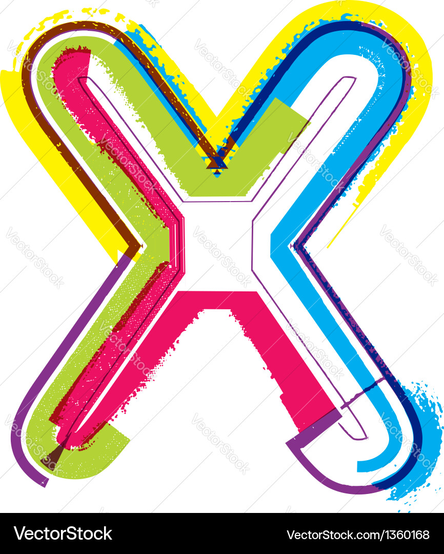 Colorful grunge font letter x Royalty Free Vector Image