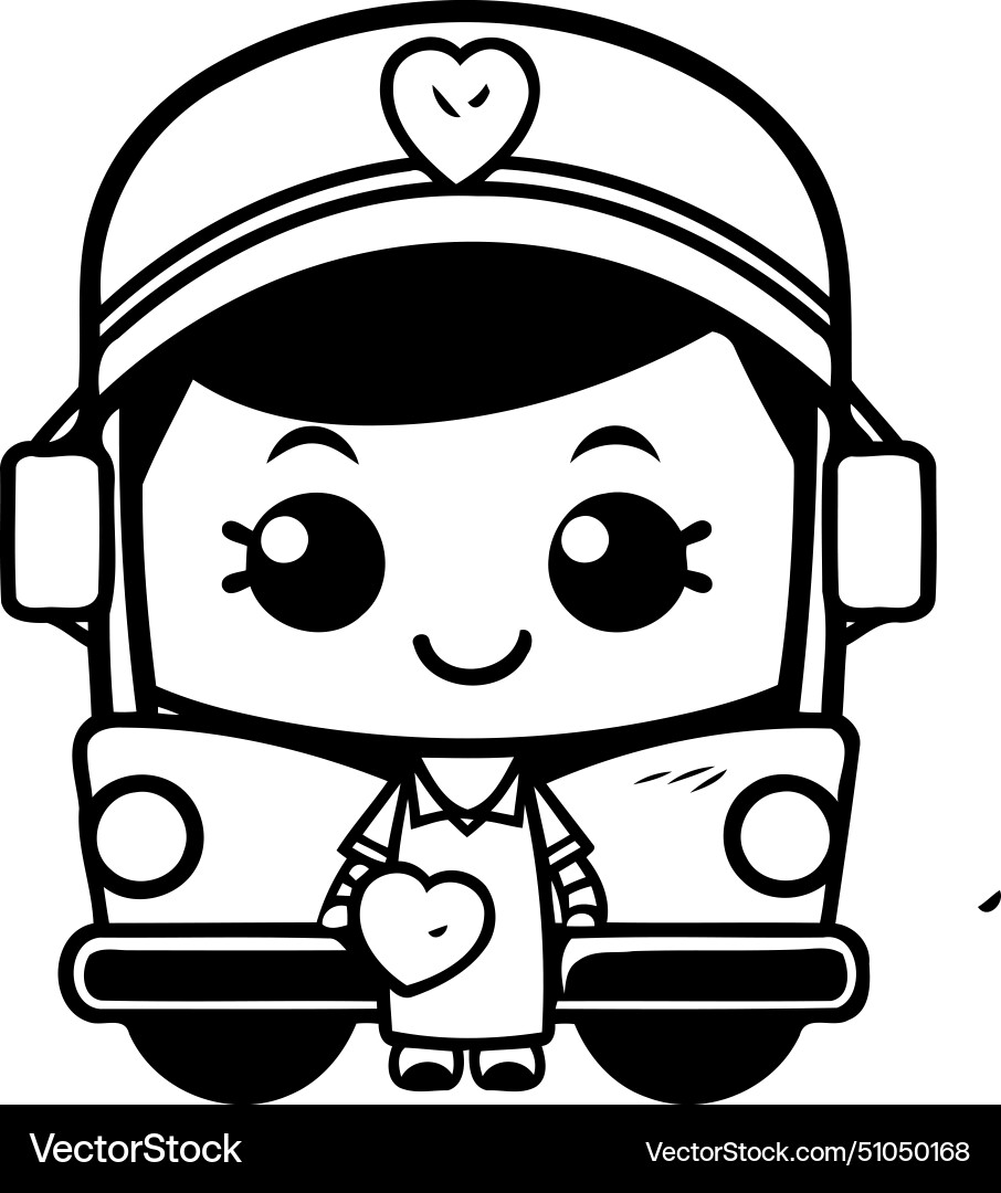 Cute astronaut boy driving a school bus cartoon Vector Image