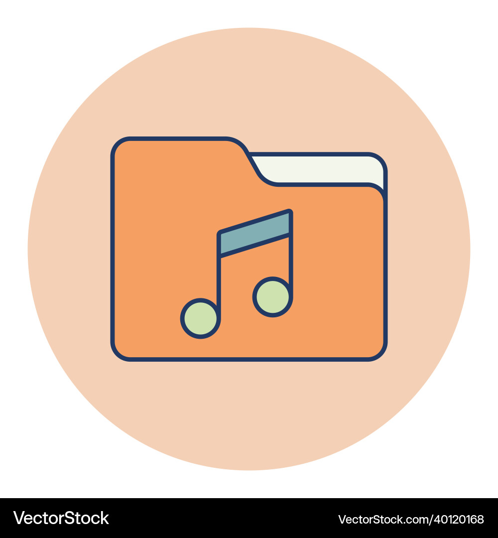 File folder with music note color icon Royalty Free Vector