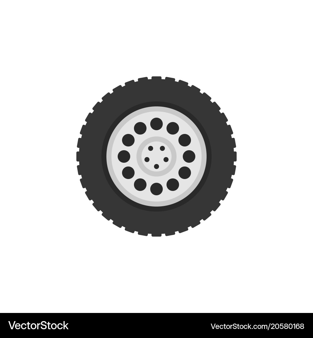 Flat truck wheel icon or logo element Royalty Free Vector